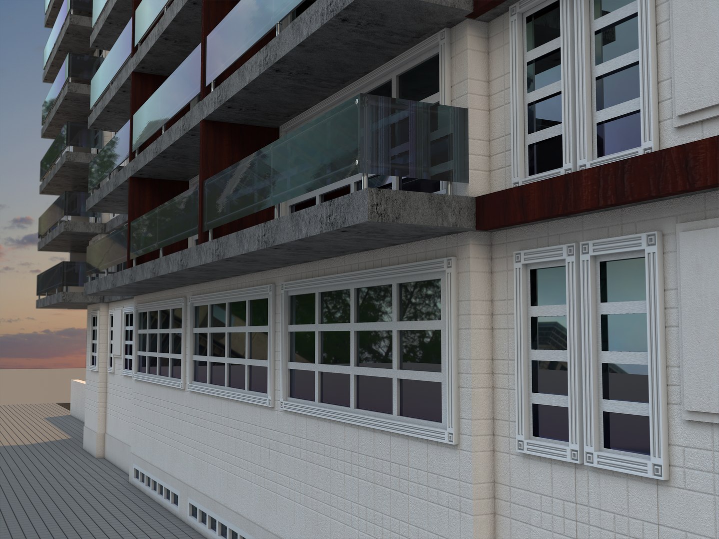 3D U-Shaped Apartment Building Exterior Model - TurboSquid 1850843