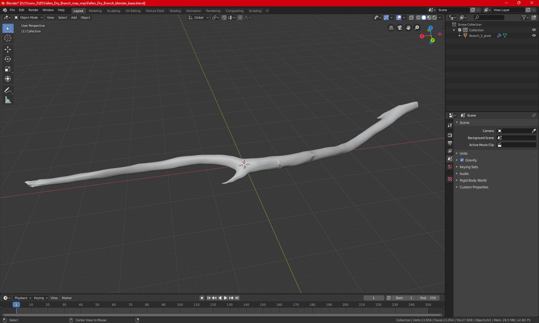 3D Fallen Dry Branch - TurboSquid 2273900