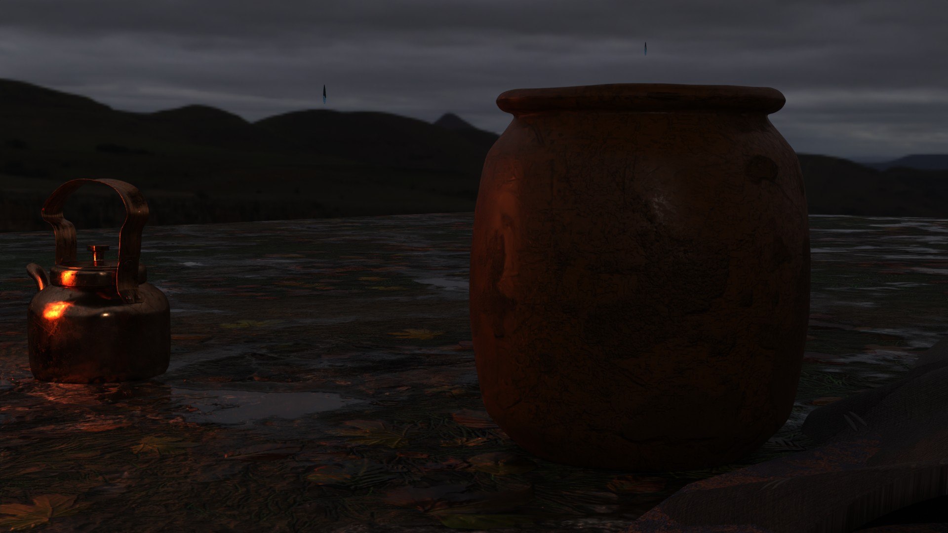 Cozy Leather Tent With Campfire Amidst Majestic Mountains Model ...