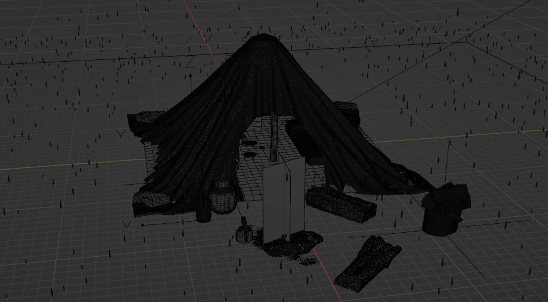 Cozy Leather Tent With Campfire Amidst Majestic Mountains Model ...