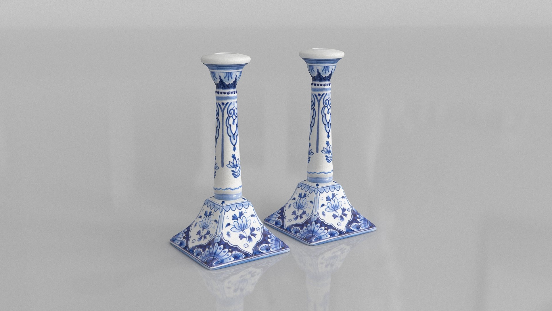 Chairish Vintage Dutch Delft candlesticks 3D model - TurboSquid 1993333