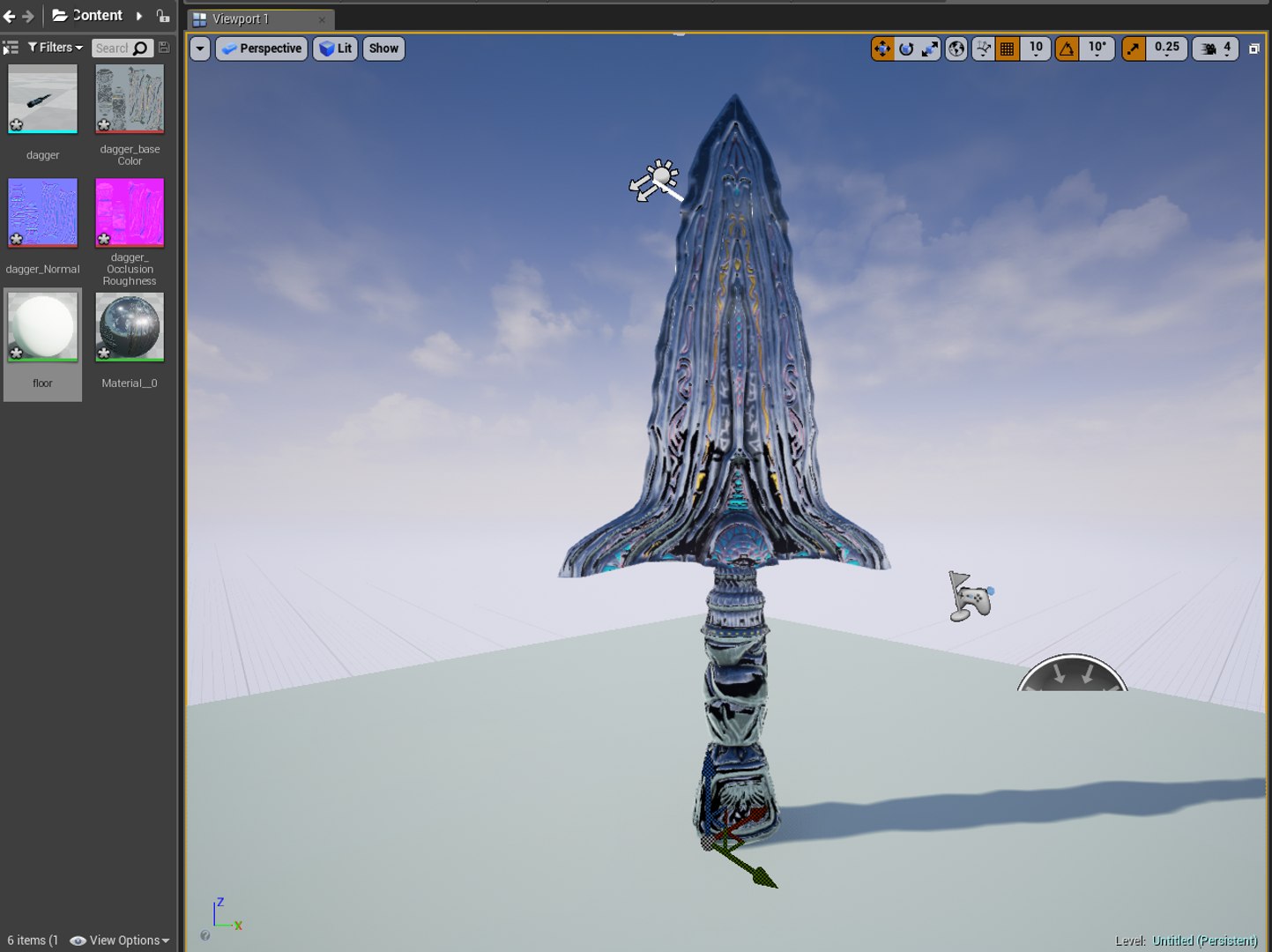 dagger pbr ue4 3d model