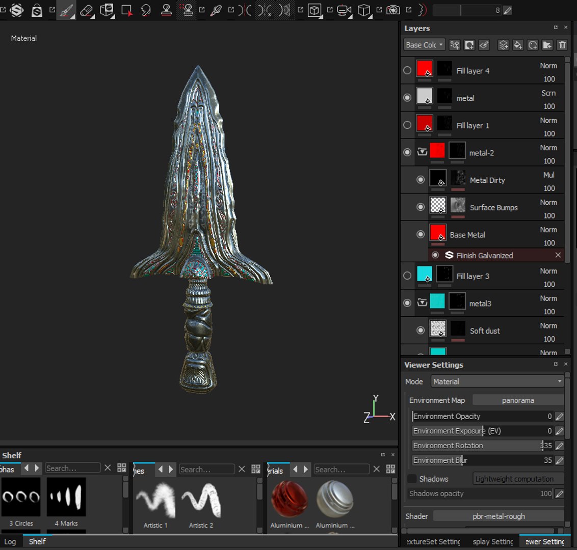 dagger pbr ue4 3d model