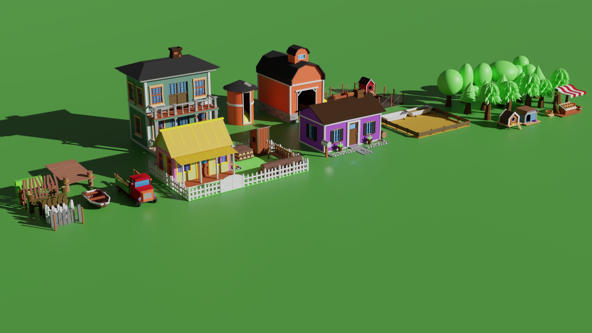 3D модель Low Poly Farm Package - TurboSquid 2050367
