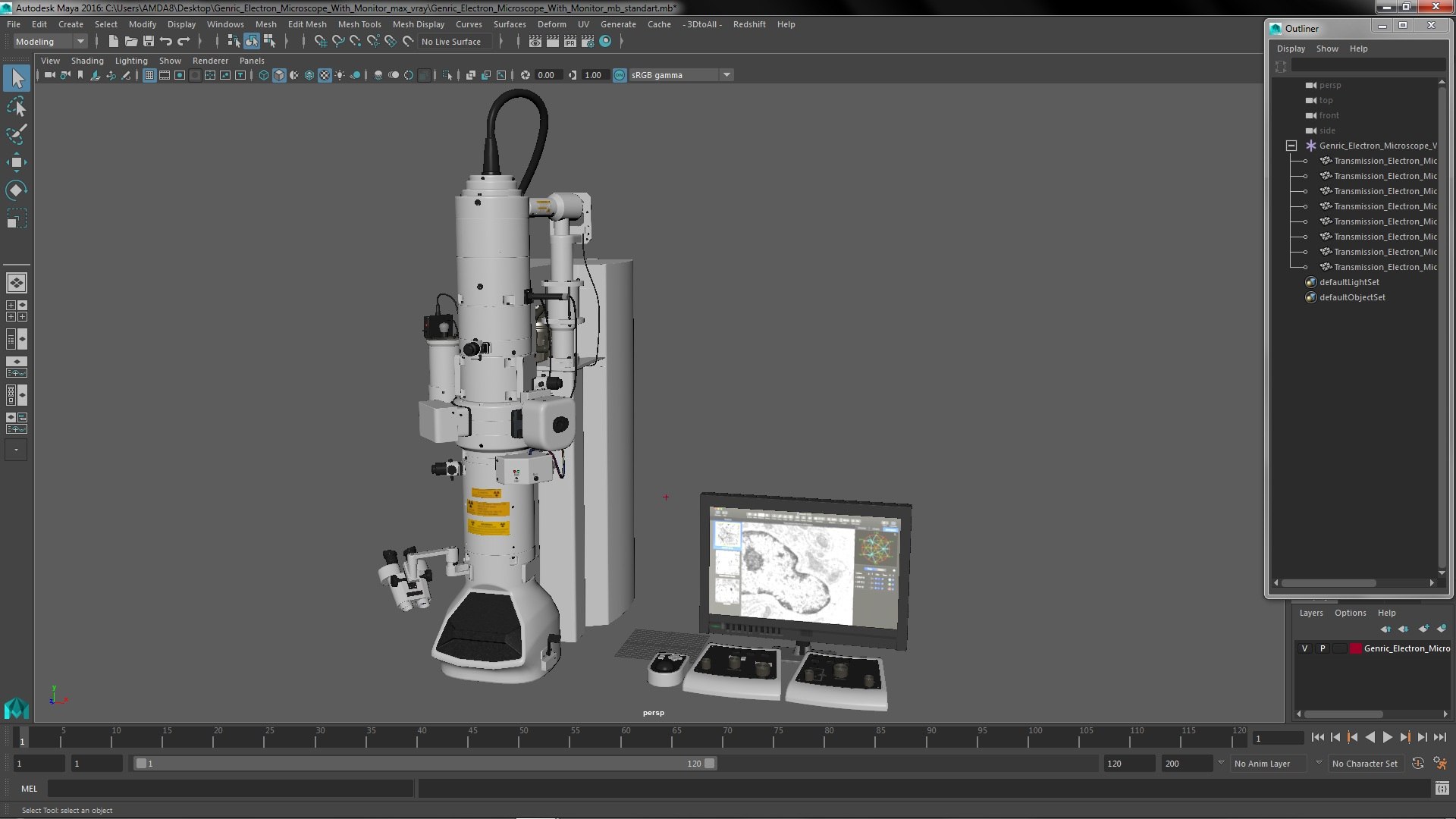 3D Generic Electron Microscope With Monitor - TurboSquid 1886200