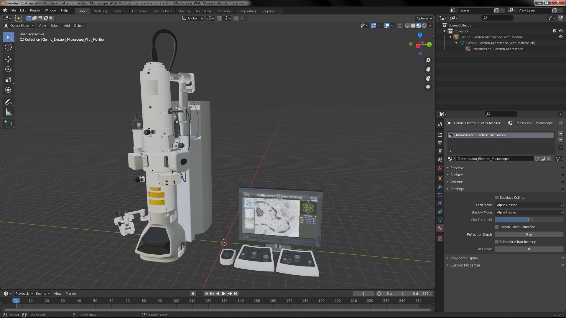 3D Generic Electron Microscope With Monitor - TurboSquid 1886200