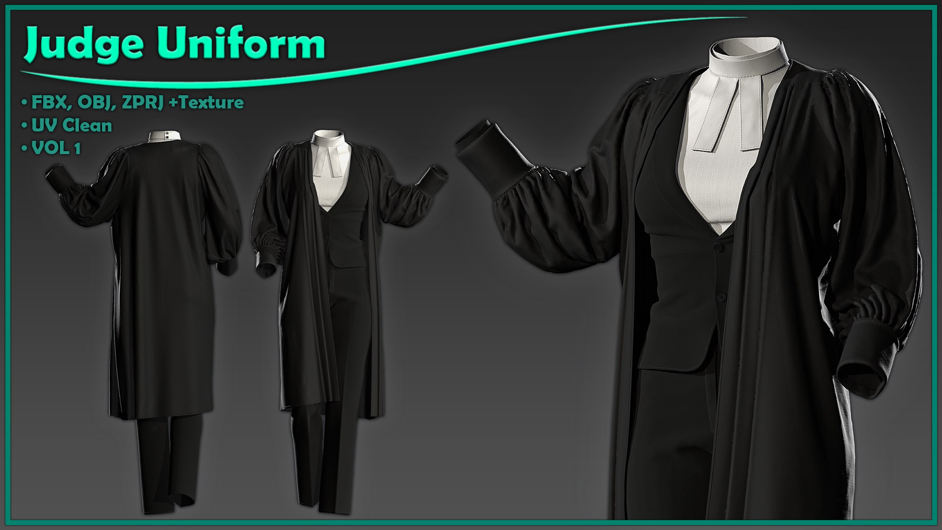 Female Judge Uniform With Texture Model - TurboSquid 2476822
