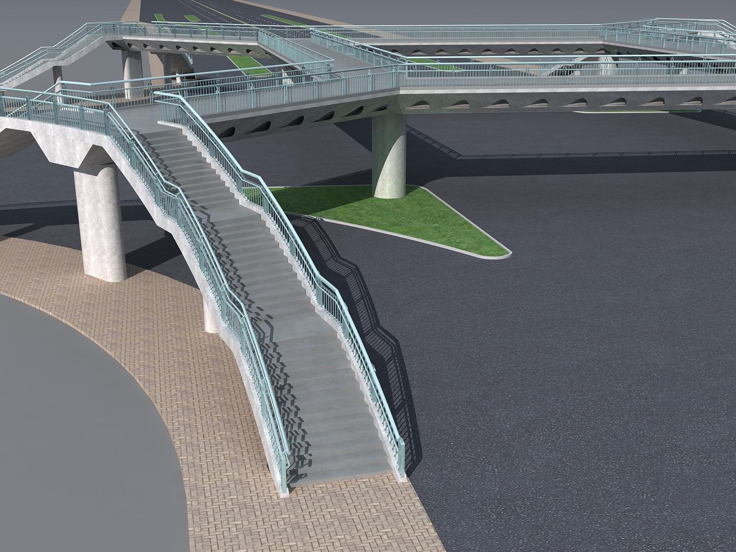 3dsmax Pedestrian Bridge Foot Footbridge