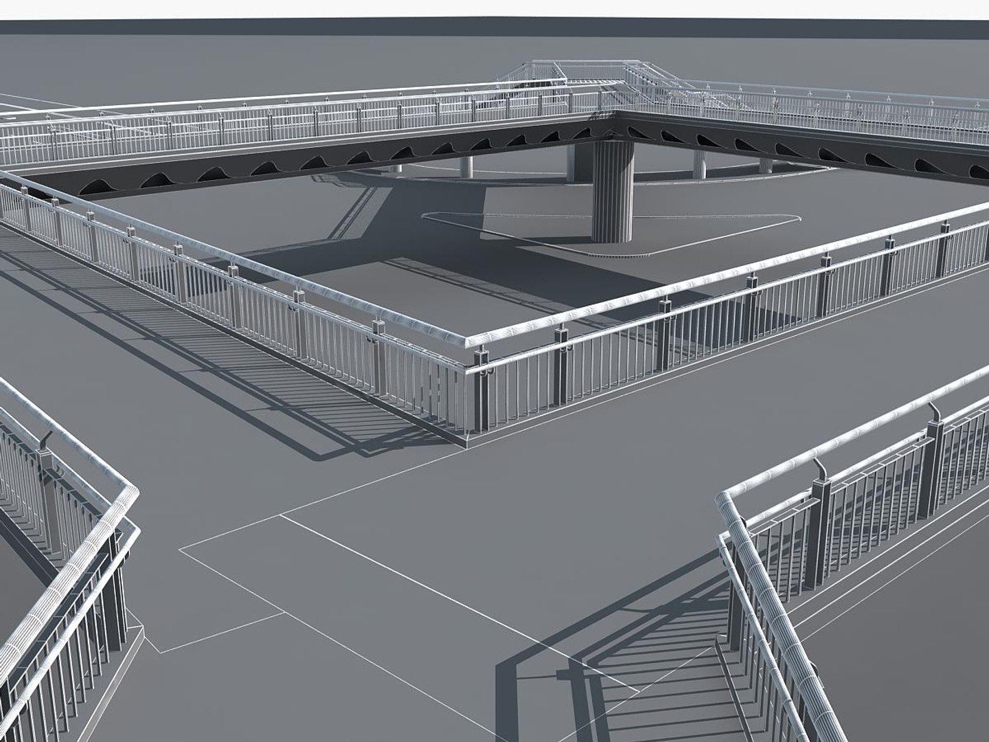 3dsmax Pedestrian Bridge Foot Footbridge