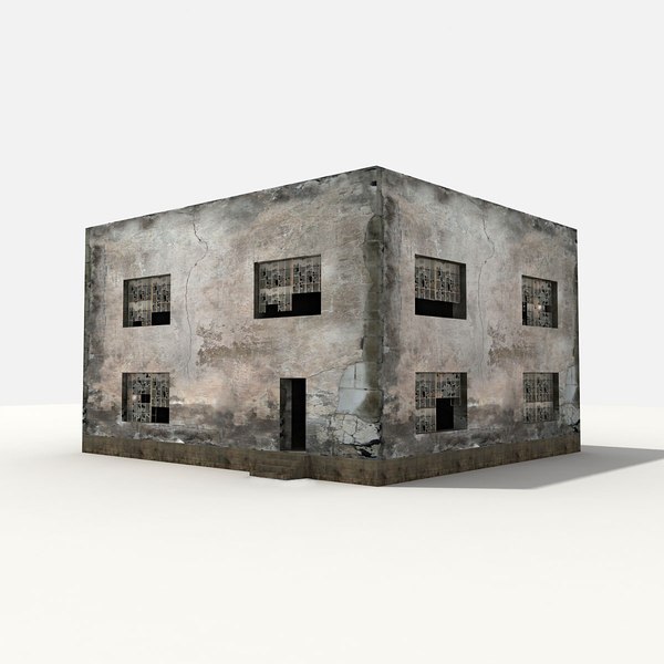 3d ruined building damaged model
