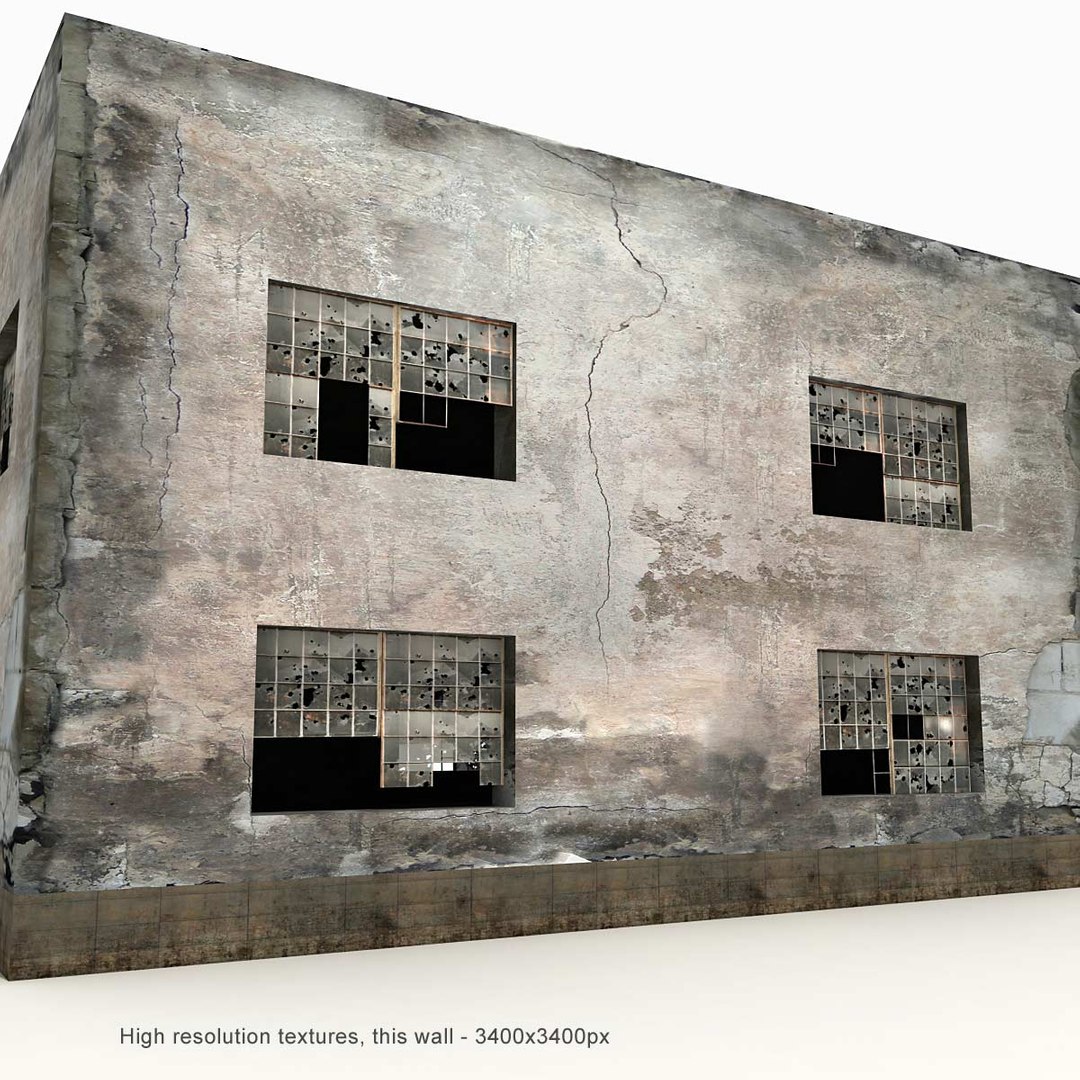 3d Ruined Building Damaged Model