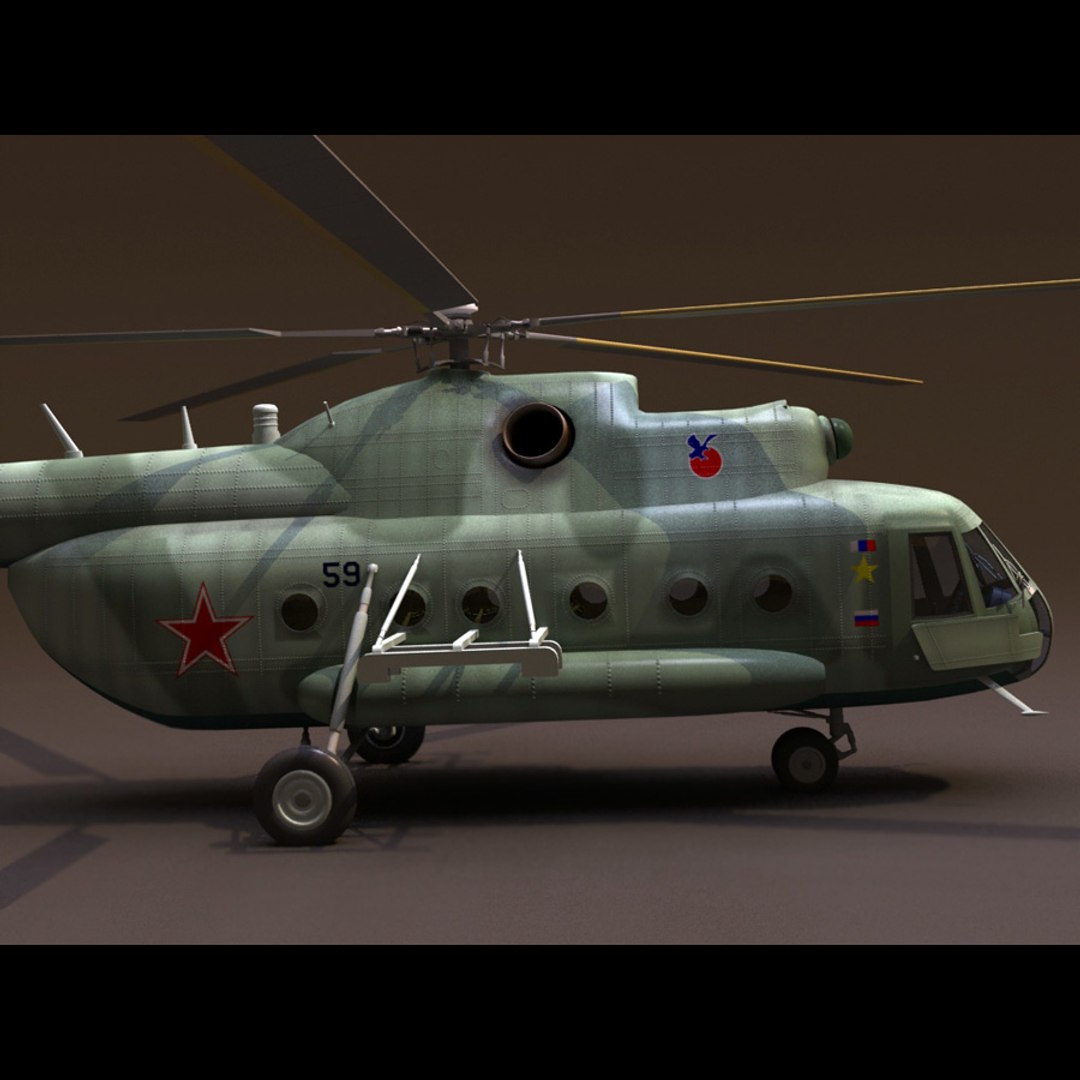 mil mi-8 transport helicopter 3d model