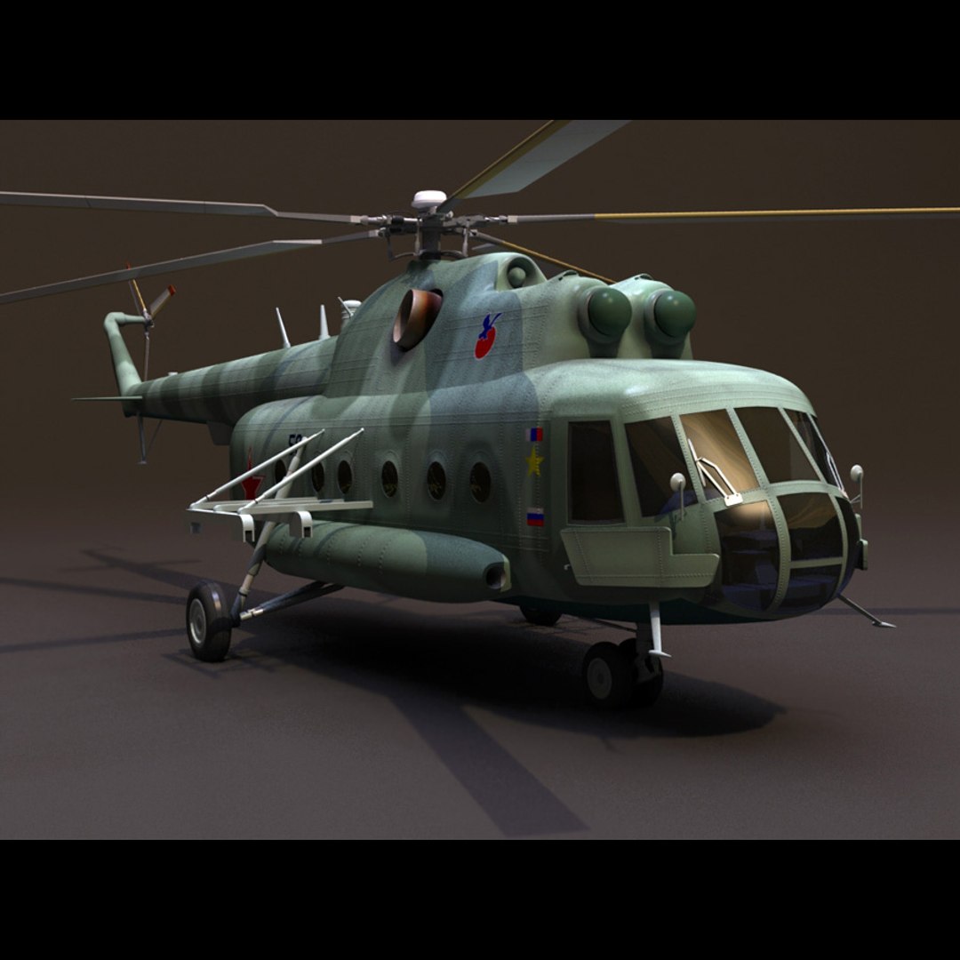 mil mi-8 transport helicopter 3d model