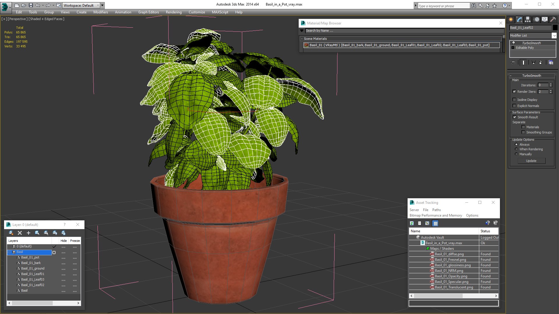 3D fresh basil herb pot model - TurboSquid 1518893