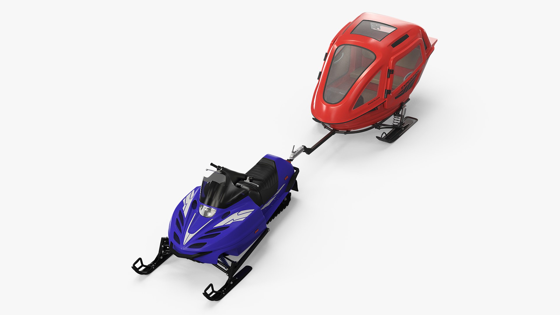 Snowmobile With Snowcruiser Expedition Passenger Sled 3D Model ...