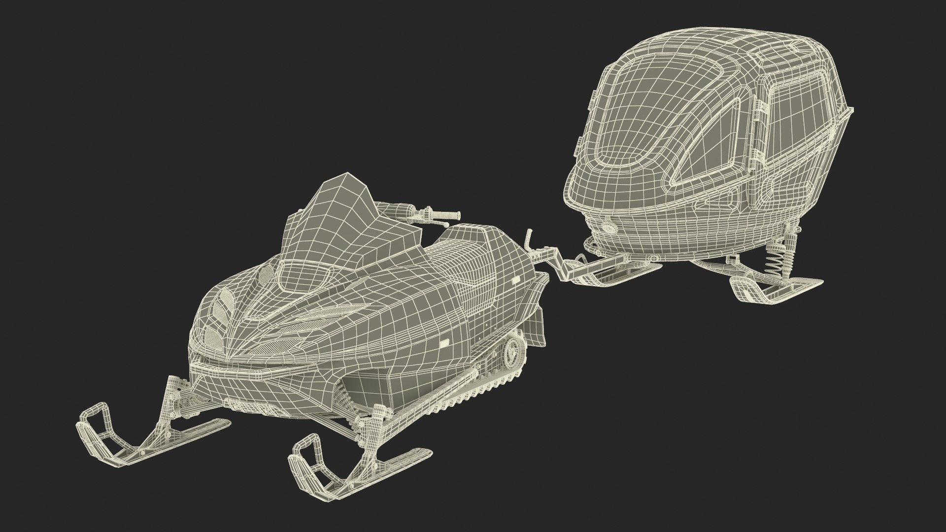 Snowmobile With Snowcruiser Expedition Passenger Sled 3D Model ...