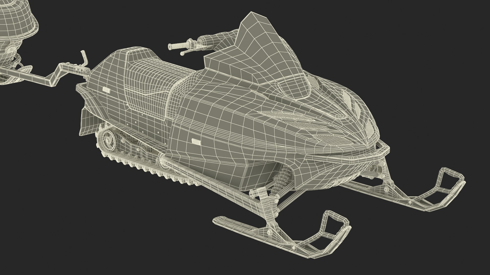 Snowmobile With Snowcruiser Expedition Passenger Sled 3D Model ...