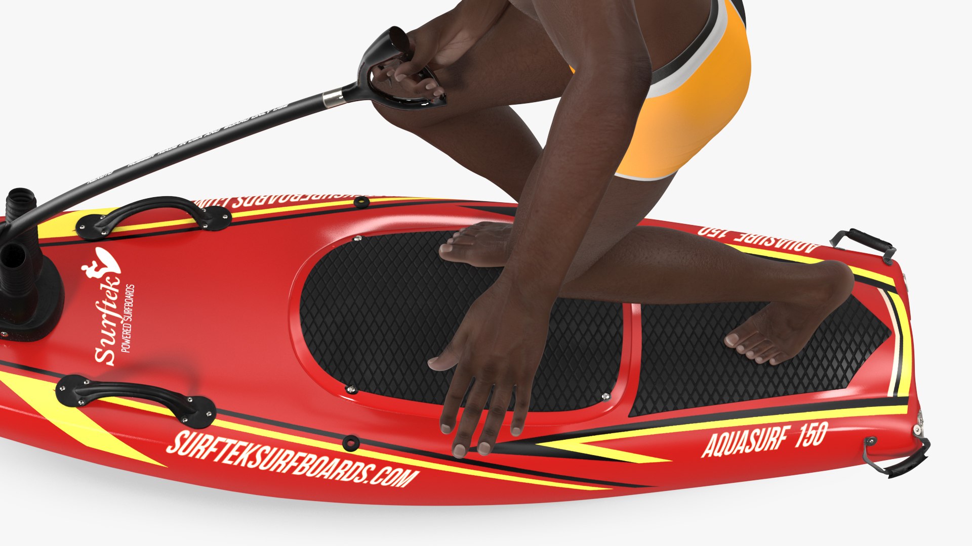 3D Afro American Man with Surftek Aquasurf Jet Surfboard Rigged ...