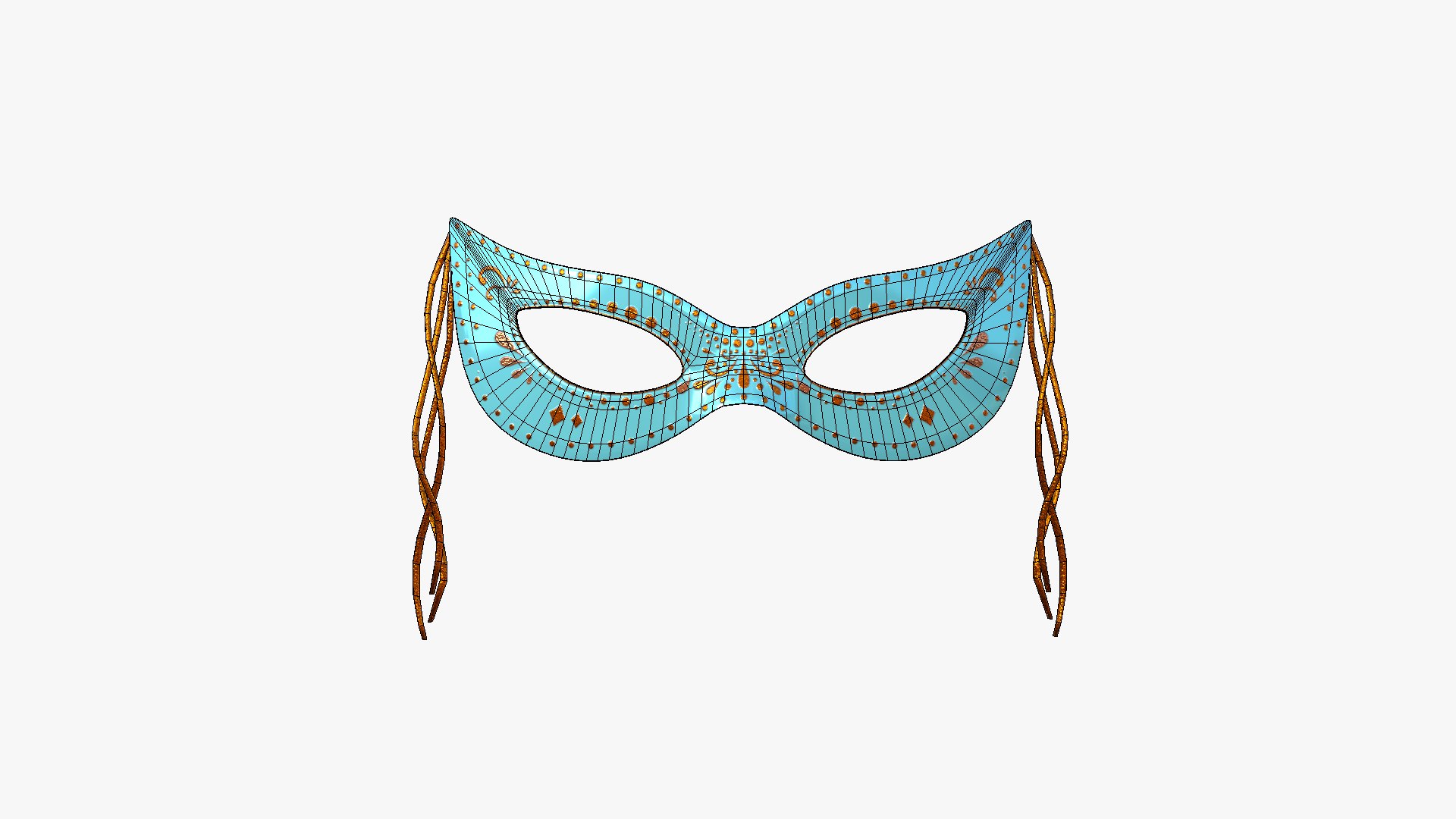 3D Carnival Mask A07 Blue Orange - Costume Character Design ...
