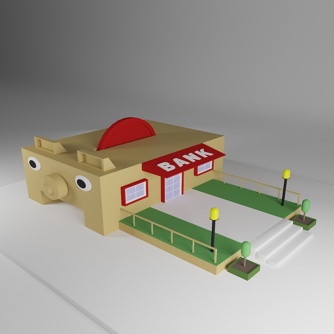 3D LOW POLY BANK - TurboSquid 1954249