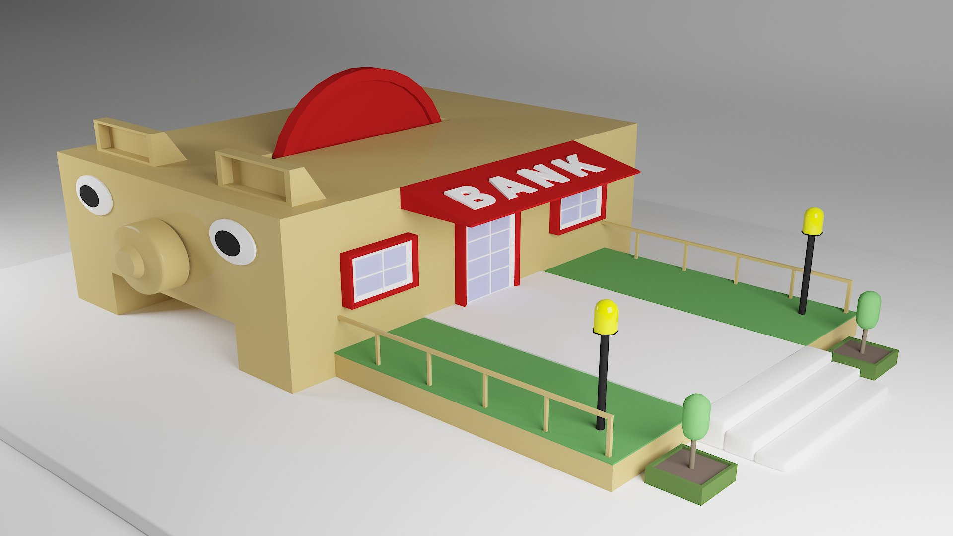 3D LOW POLY BANK - TurboSquid 1954249