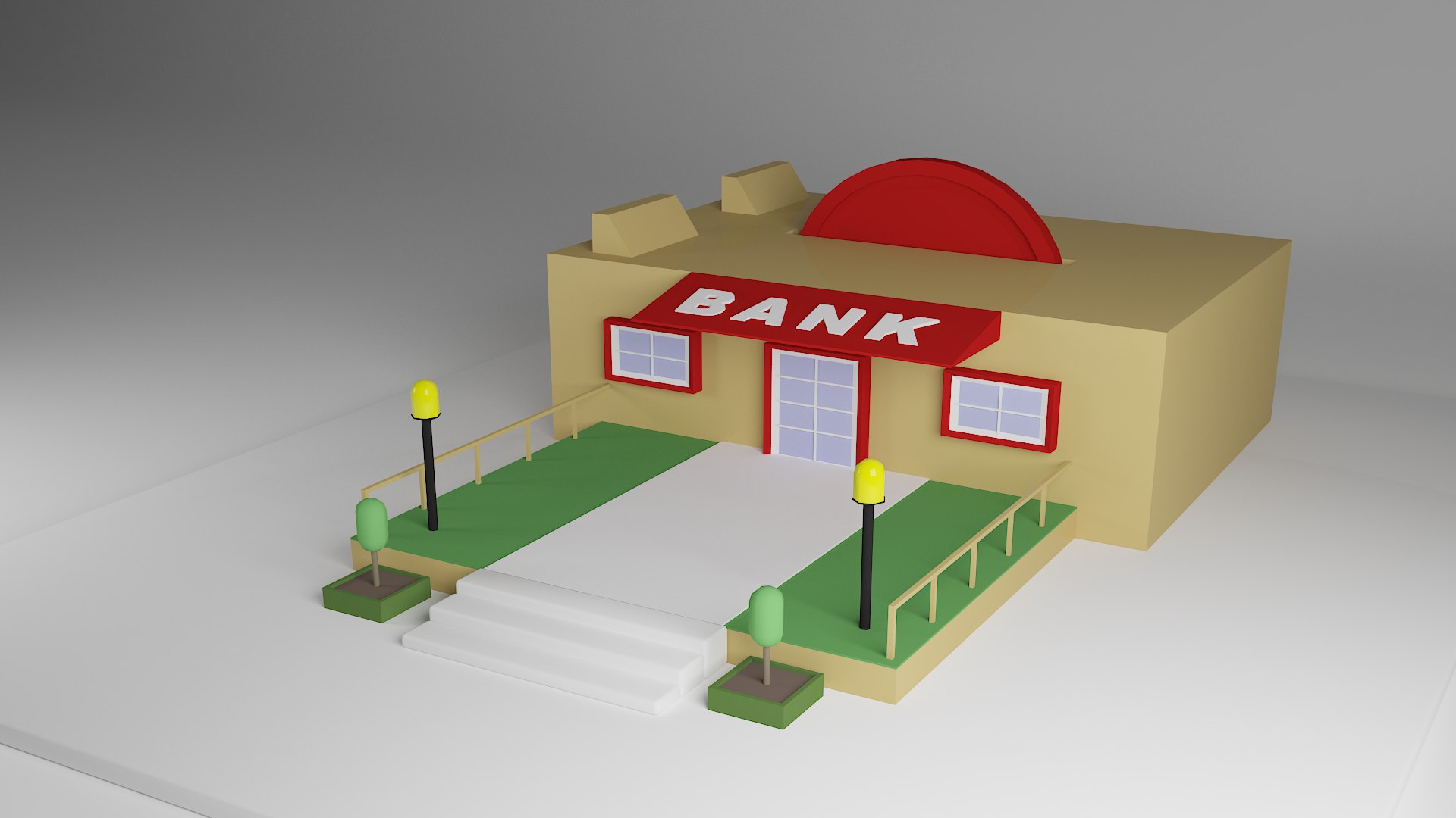 3D LOW POLY BANK - TurboSquid 1954249