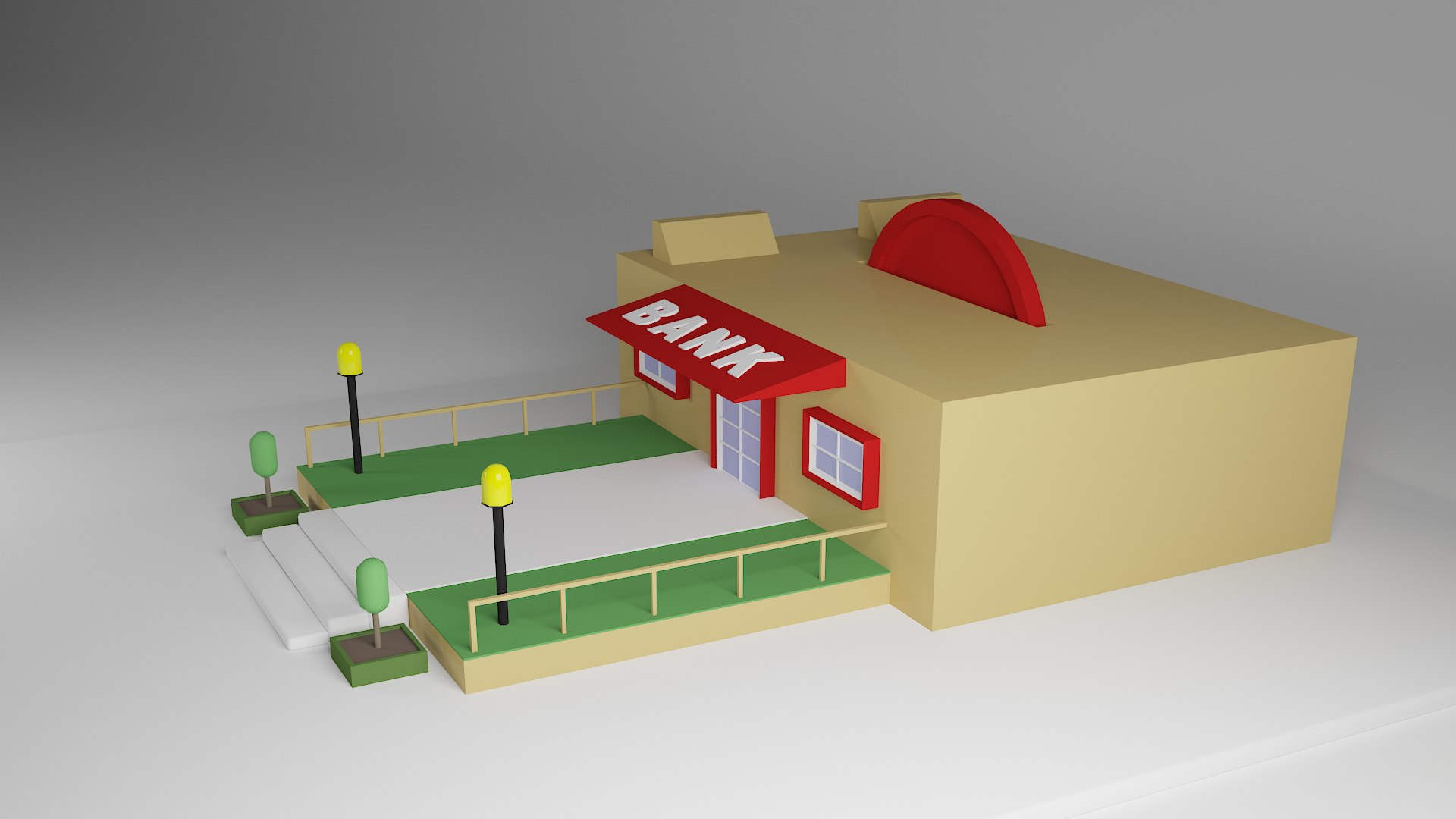 3D LOW POLY BANK - TurboSquid 1954249