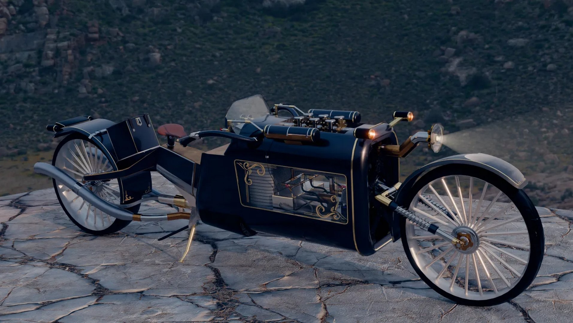 Steampunk Bike - NO MATERIALS 3D - TurboSquid 2382645