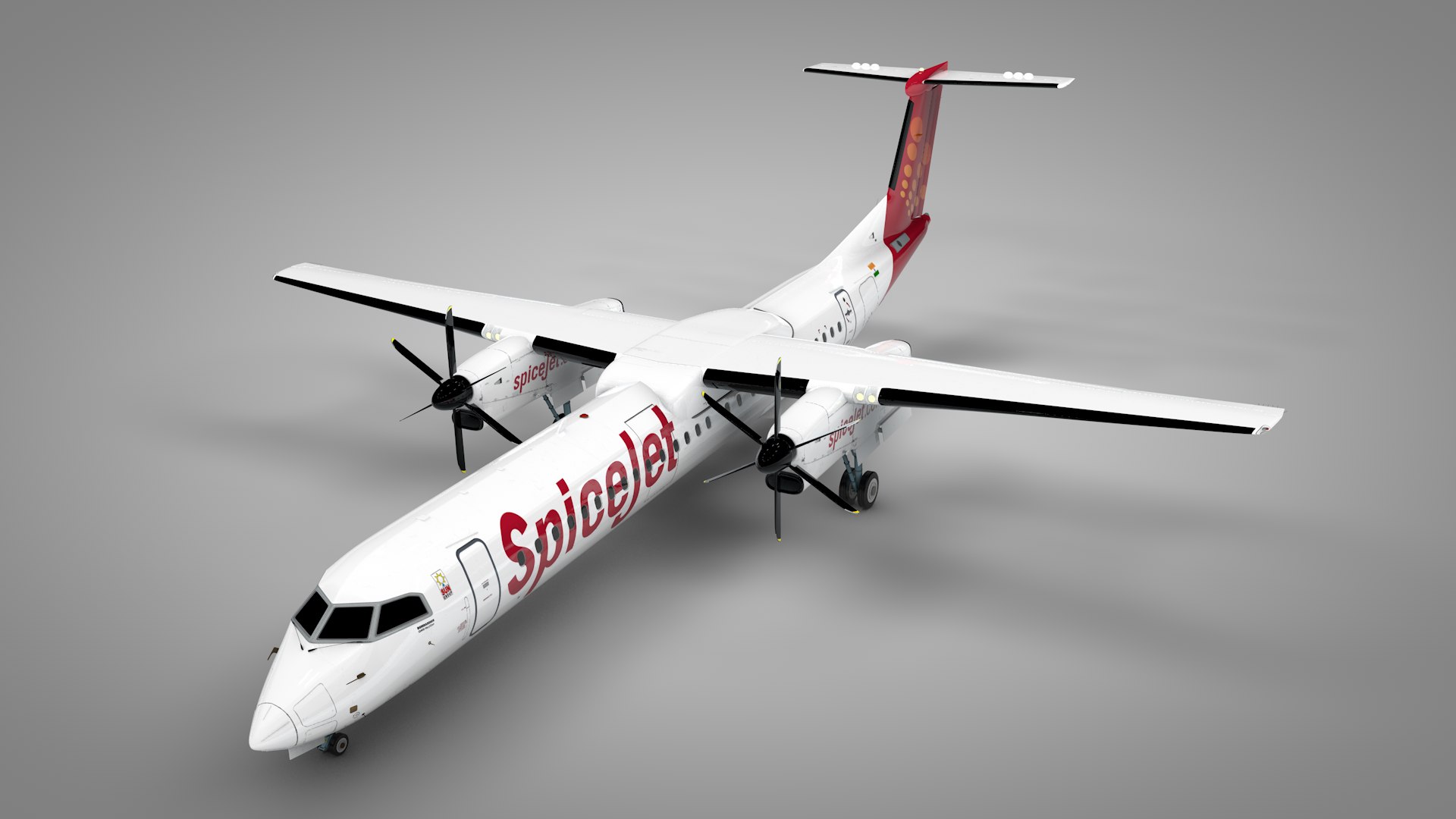3D model SpiceJet Bombardier DHC-8 Q400 Dash 8 L1530 - TurboSquid 1808901