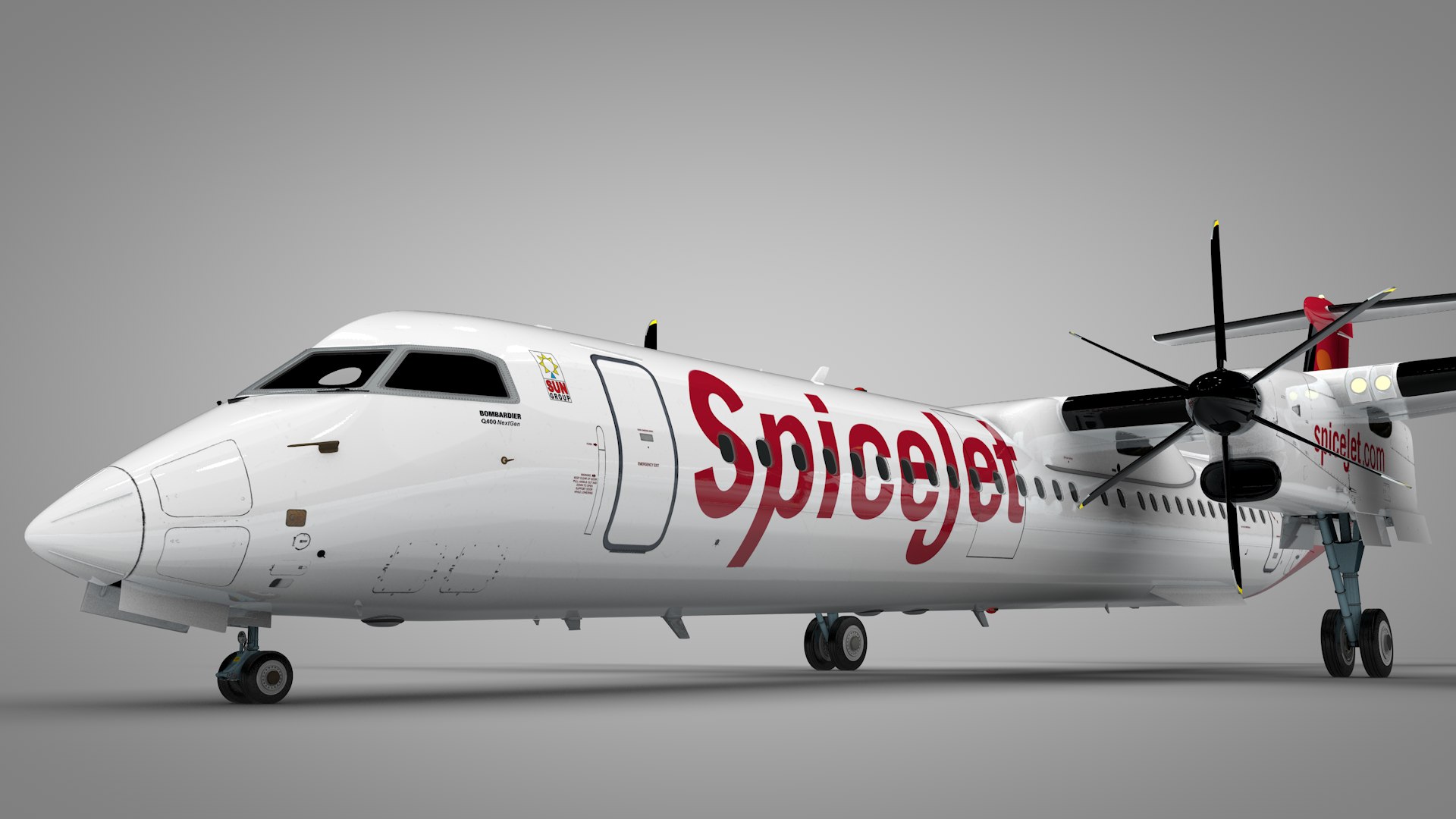 3D model SpiceJet Bombardier DHC-8 Q400 Dash 8 L1530 - TurboSquid 1808901