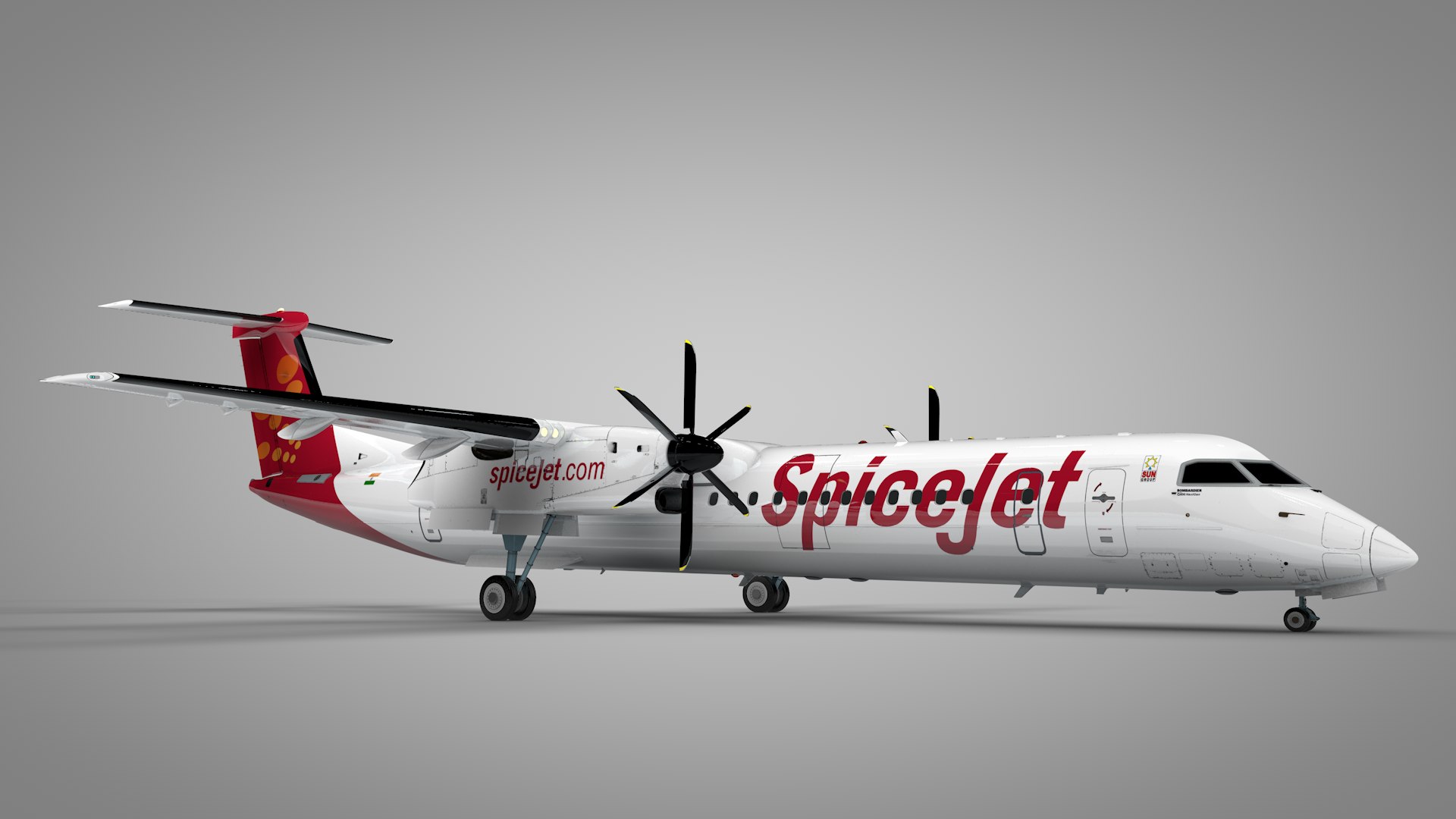 3D model SpiceJet Bombardier DHC-8 Q400 Dash 8 L1530 - TurboSquid 1808901