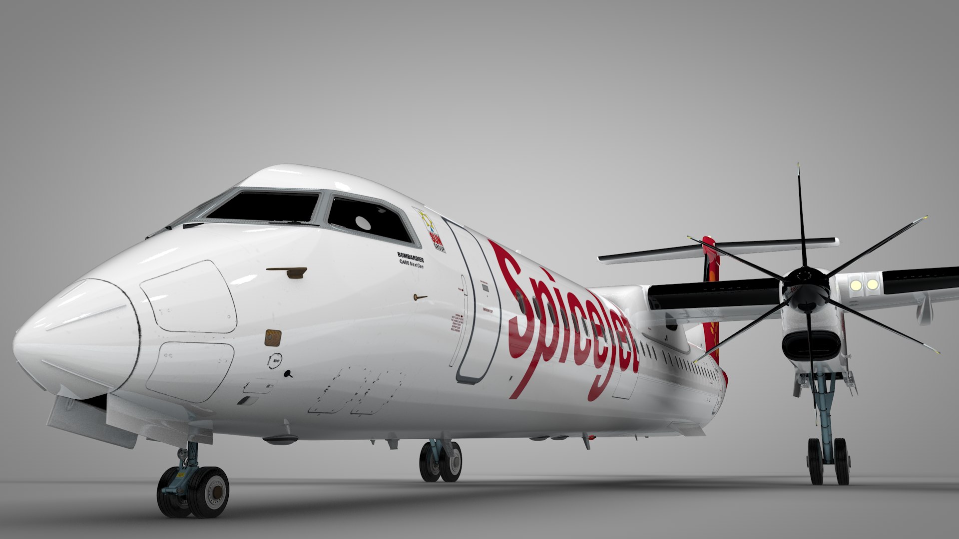 3D model SpiceJet Bombardier DHC-8 Q400 Dash 8 L1530 - TurboSquid 1808901