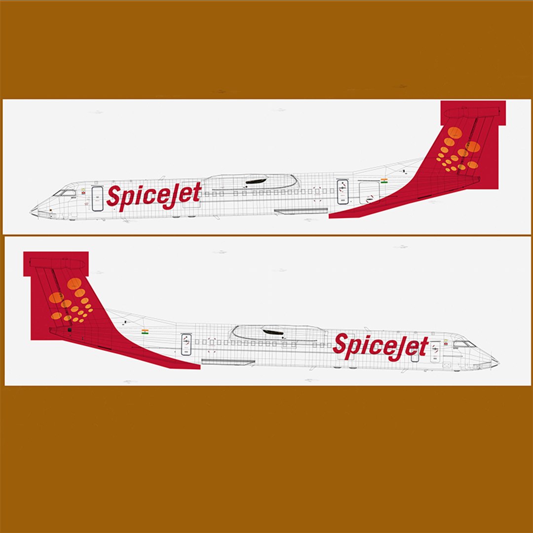 3D model SpiceJet Bombardier DHC-8 Q400 Dash 8 L1530 - TurboSquid 1808901