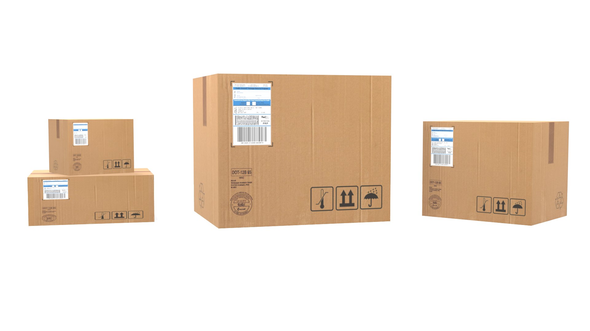 3D Cardboard Boxes model - TurboSquid 2084761