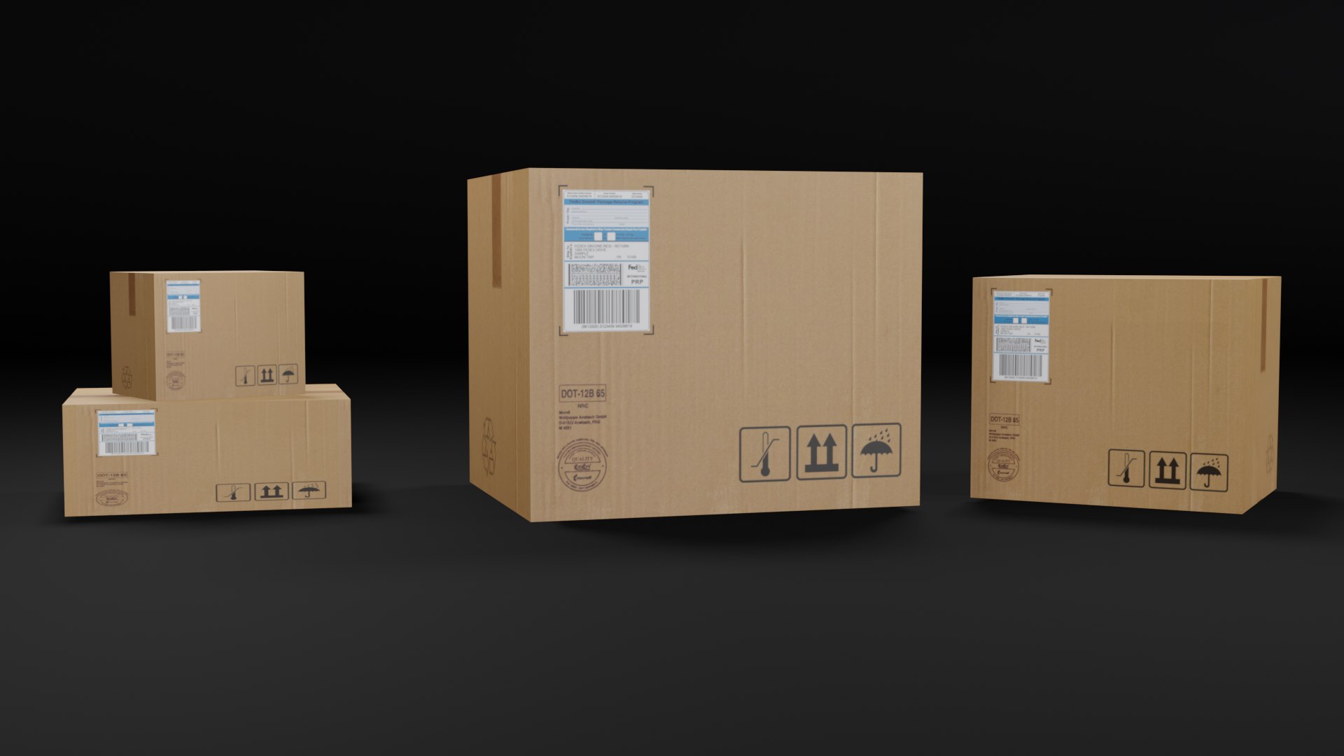 3D Cardboard Boxes model - TurboSquid 2084761