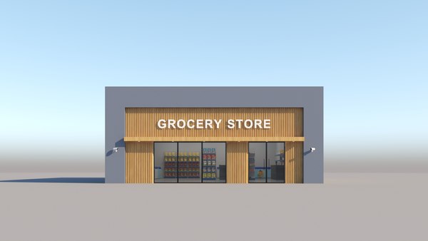 3D Exterior And Interior Grocery Store model - TurboSquid 1767446