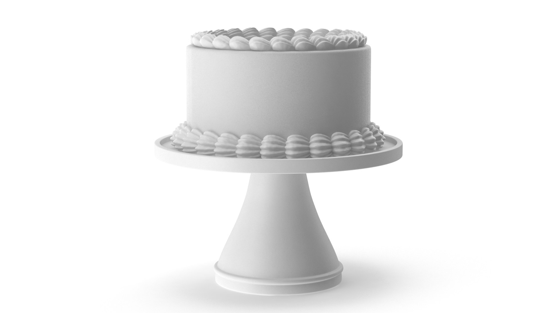 3D White Round Cake On A Stand Model - TurboSquid 1813453