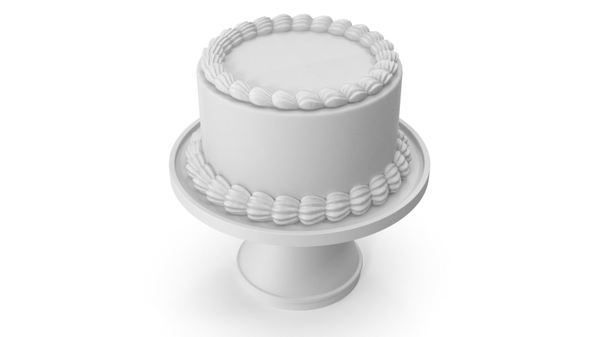 3D White Round Cake On A Stand Model - TurboSquid 1813453