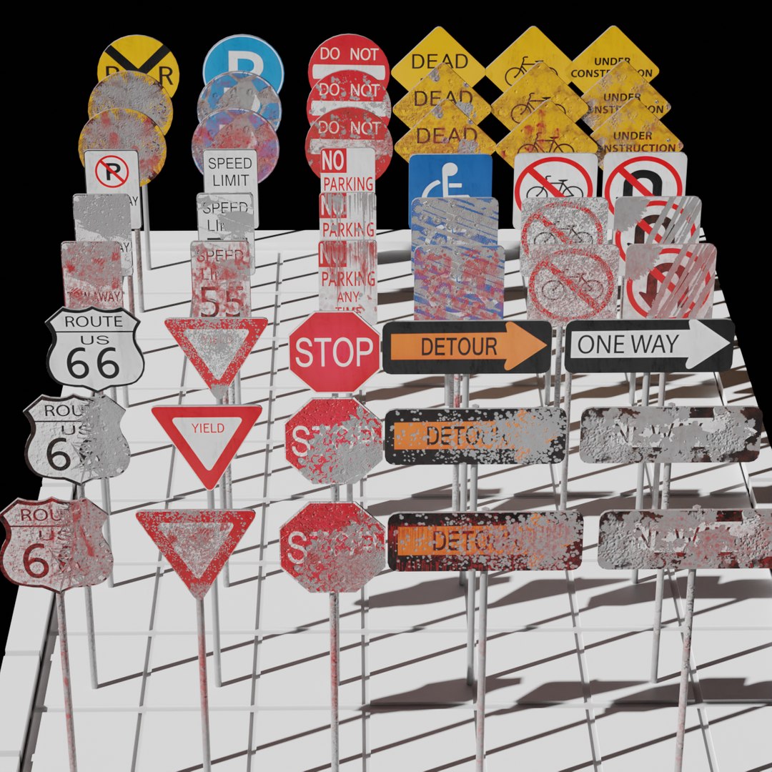 Road Signs - Ordinary - Damaged - In The Blood 3D Model - TurboSquid ...