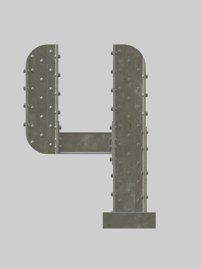 Steel Construction Font - Number 4 3D - TurboSquid 1894758