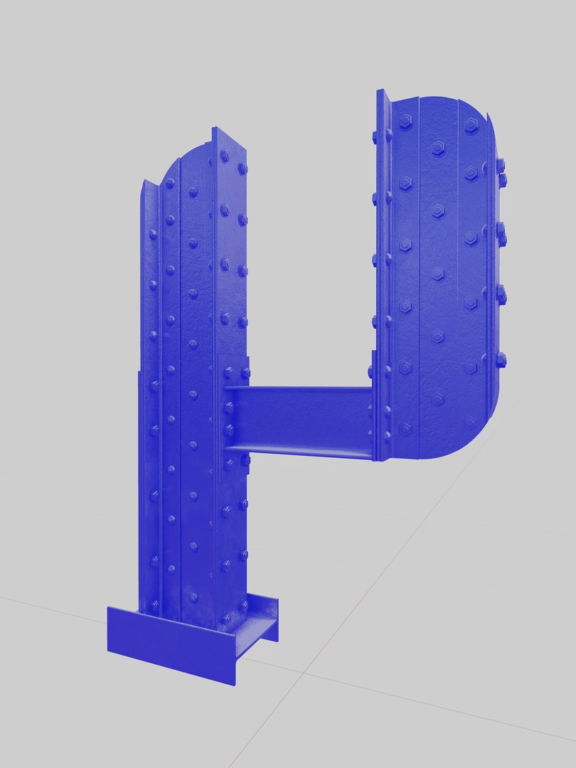 Steel Construction Font - Number 4 3D - TurboSquid 1894758