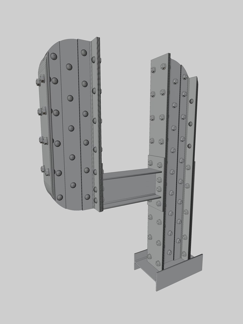 Steel Construction Font - Number 4 3D - TurboSquid 1894758
