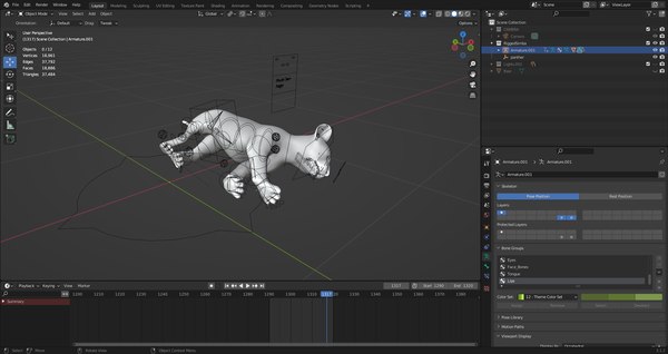modelo 3d Cachorro de tigre blanco de piel manipulado y animado en ...
