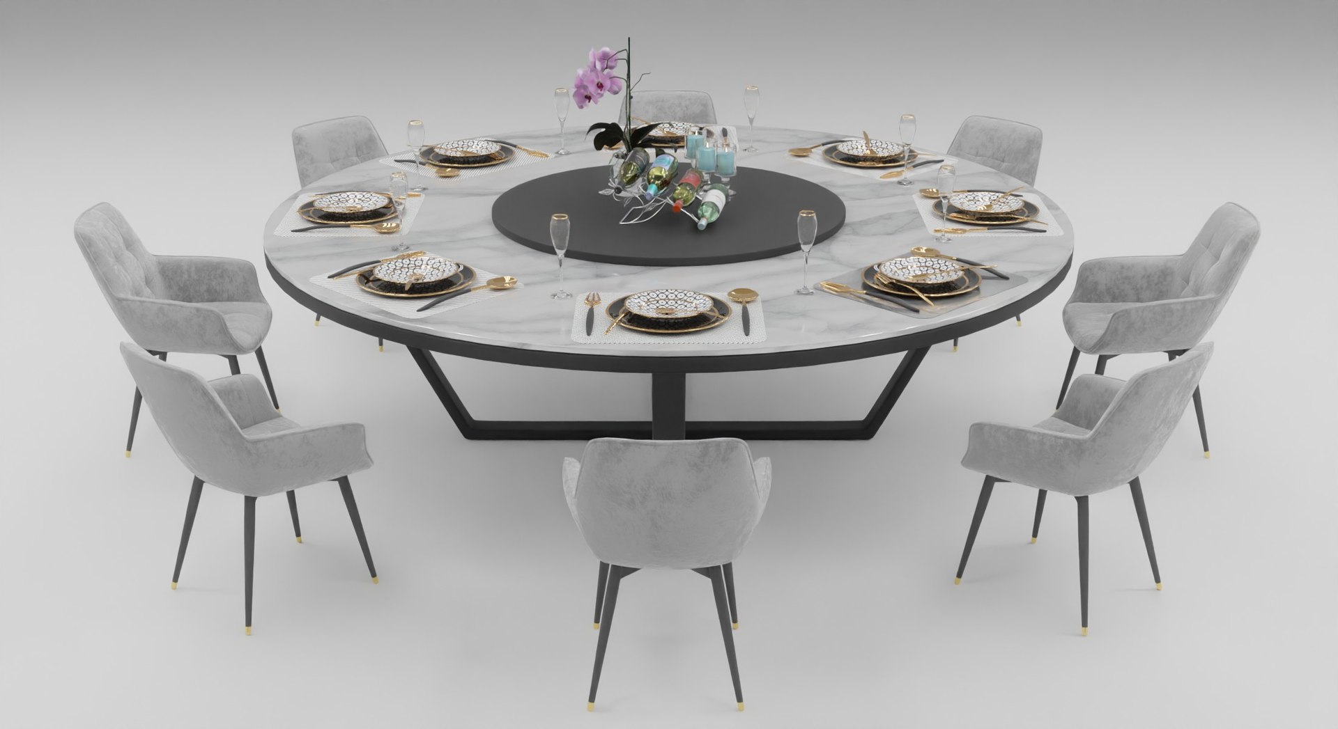 3D Model Dining Table Set - TurboSquid 2250107