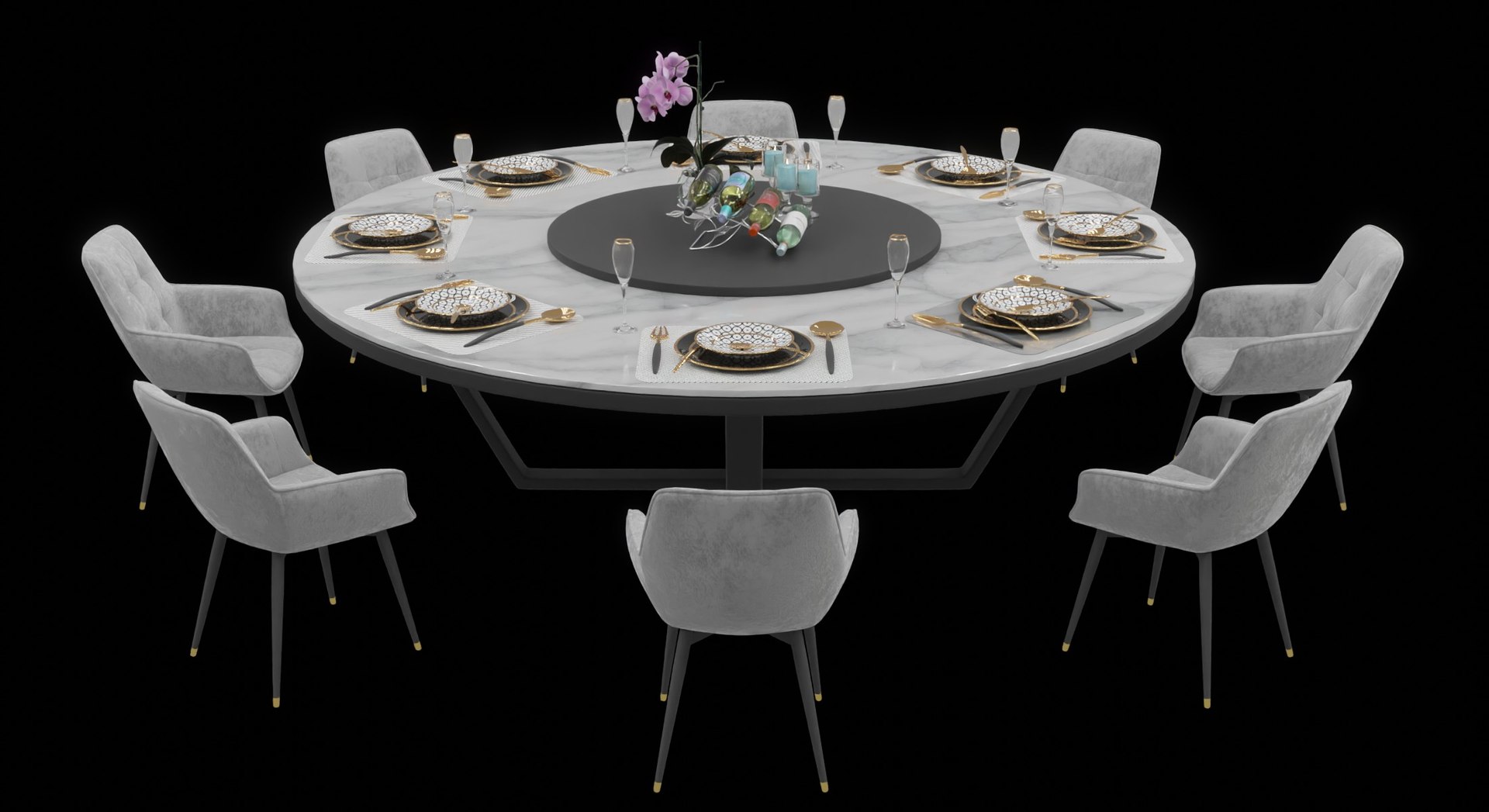 3D Model Dining Table Set - TurboSquid 2250107