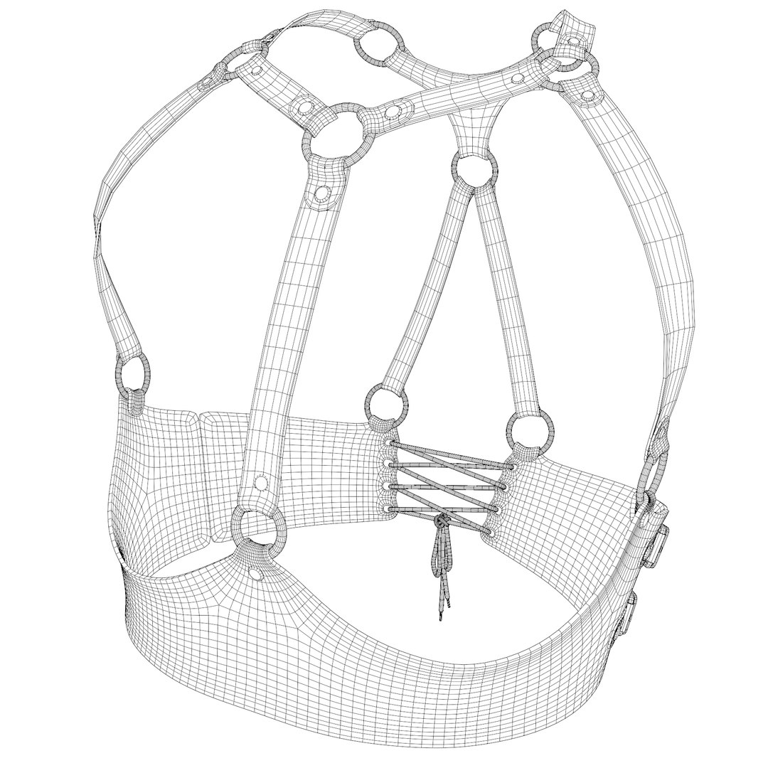 3D Model BDSM Black Leather Top Body Breast Belt Portupeya Harness ...