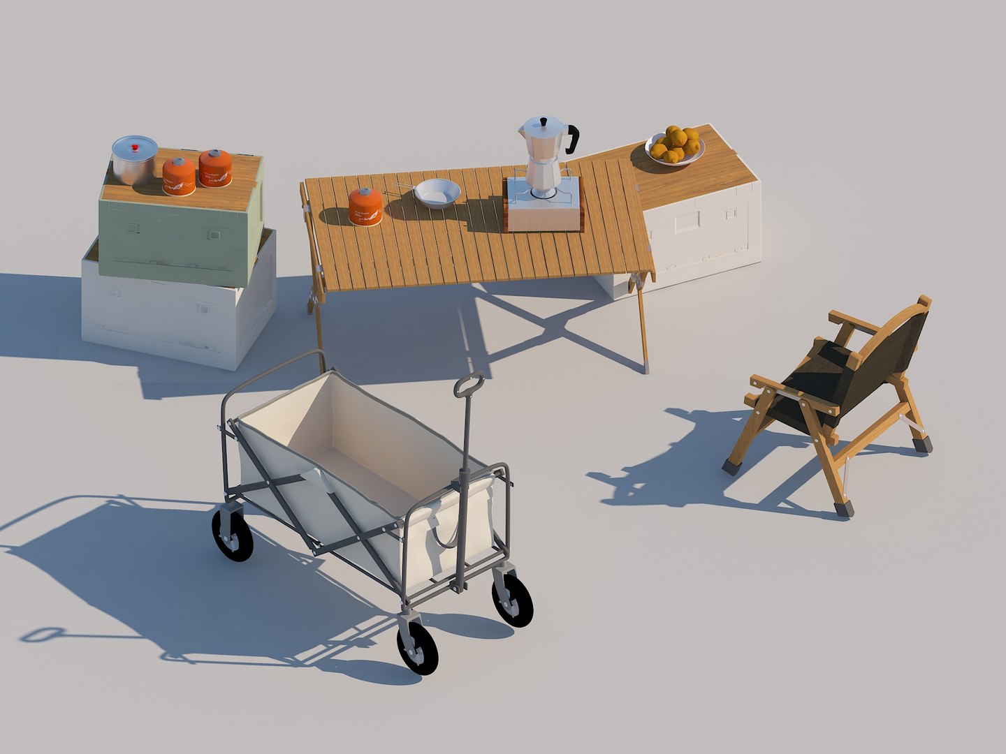 3D Modern Outdoor Camping Facilities Camping Chair CombinationStorage ...