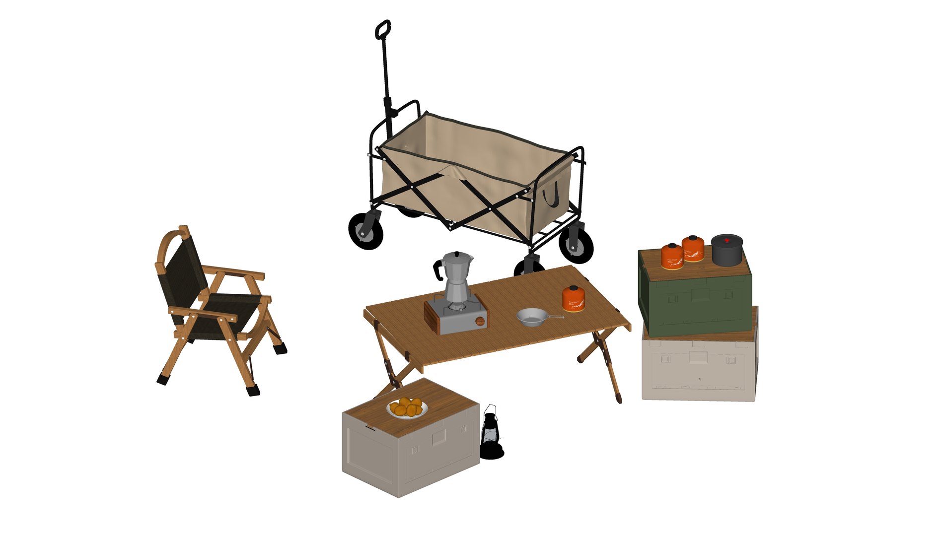 3D Modern Outdoor Camping Facilities Camping Chair CombinationStorage ...