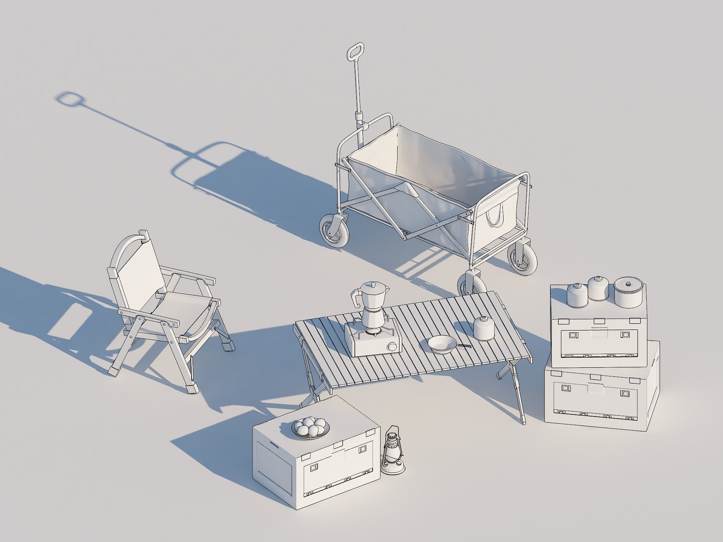 3D Modern Outdoor Camping Facilities Camping Chair CombinationStorage ...