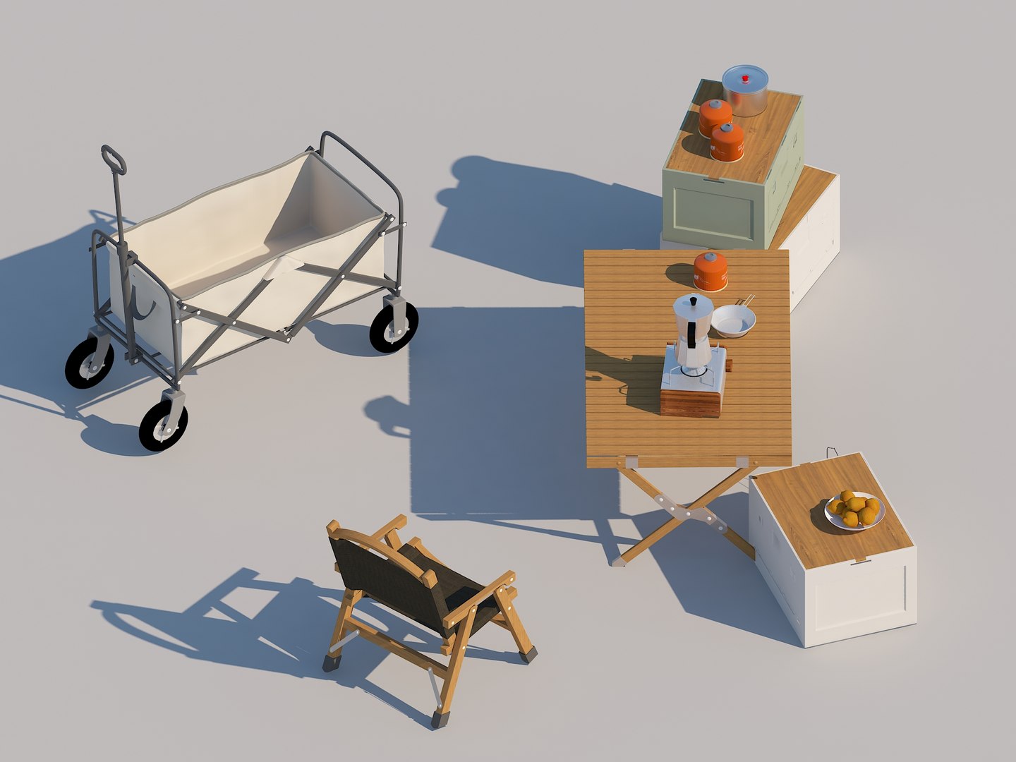 3D Modern Outdoor Camping Facilities Camping Chair CombinationStorage ...